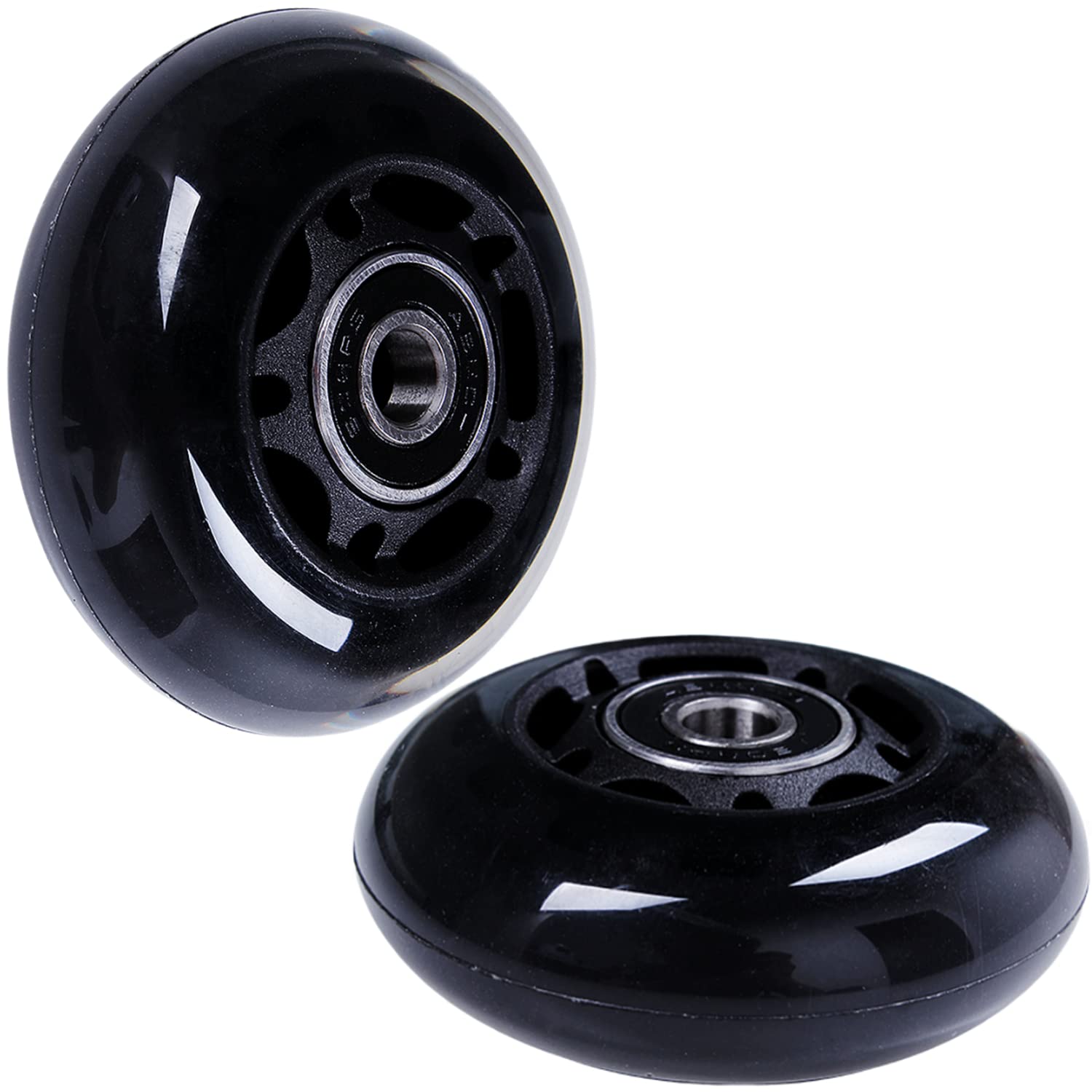 AOWISH 64mm 70mm Inline Skate Wheels 85a Roller Blade Wheel Replacement W/Bearings ABEC-9 for Kids Inline Roller Hockey Skates and Training Scooters and Luggage Suitcase (8-Pack) (64mm Dia, Black)