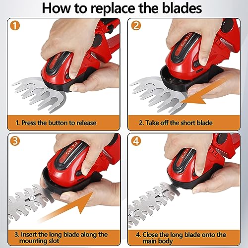 Cordless Grass Shear & Hedge Trimmer Handheld Shrub Grass Trimmer Grass Cutter Electric Hedge Shear with Battery and Charger