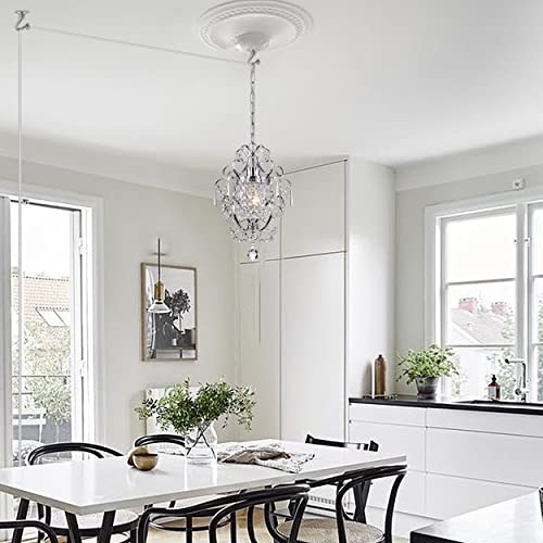 Plug in Pendant Lights with K9 Crystal,Hanging Lamp with 15Ft Clear Cord & On/Off Switch,Mini Chandelier for Closet Living Room Girls Room Bedroom Nursery