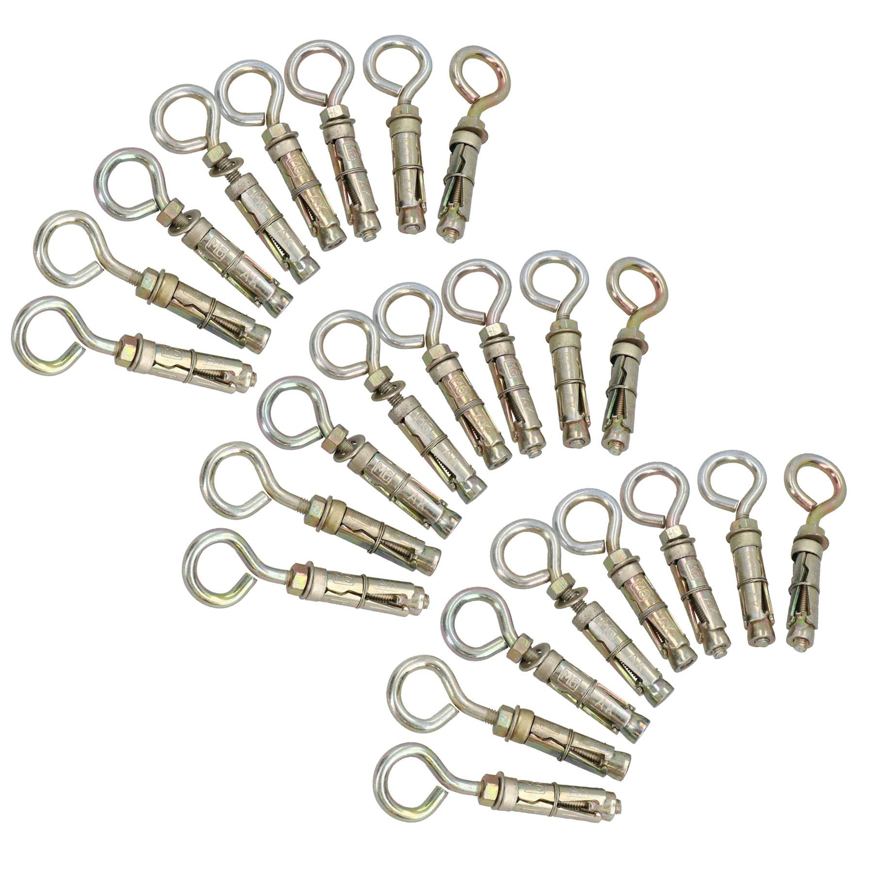 6mm Close Hook Anchor Eye Bolt Rawl Expansion Bolts Shield Wall 24 Pack