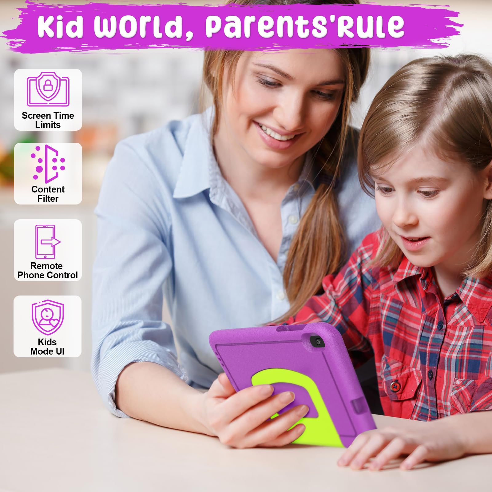 AOYODKG Tablet 9 inch, Android 12 Tablet, 14GB RAM 128GB ROM, 2.4G/5G WiFi Tablet with Shockproof Case, Parental Control, Bluetooth, Educational, Dual Camera, Games, Purple