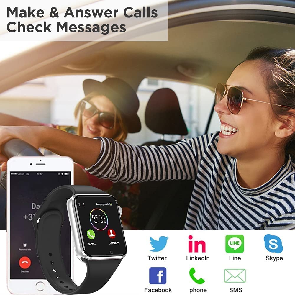 Bluetooth Smart Watch A1 Bluetooth GSM SIM Phone Smart Watch for Android Smart Phones (Silver)
