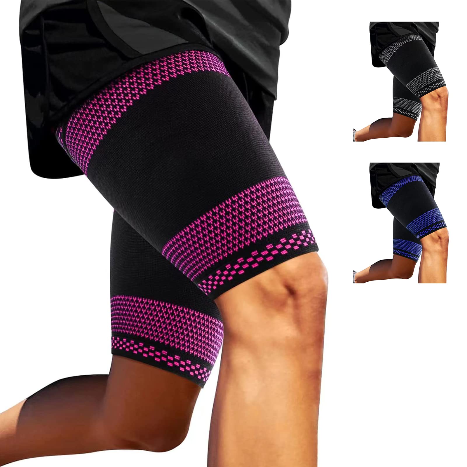 ABYON Thigh Compression Support Sleeves (1 Pair), Thigh Brace Breathable Elastic for Hamstring Quadricep Pain Relief, Anti Slip Upper Leg Sleeves for Men and Women