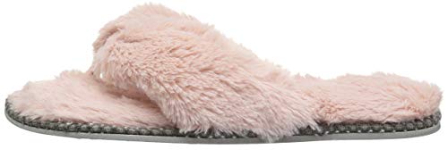 Dearfoams womens Marie Furry Thong Slipper, Dusty Pink, Large US