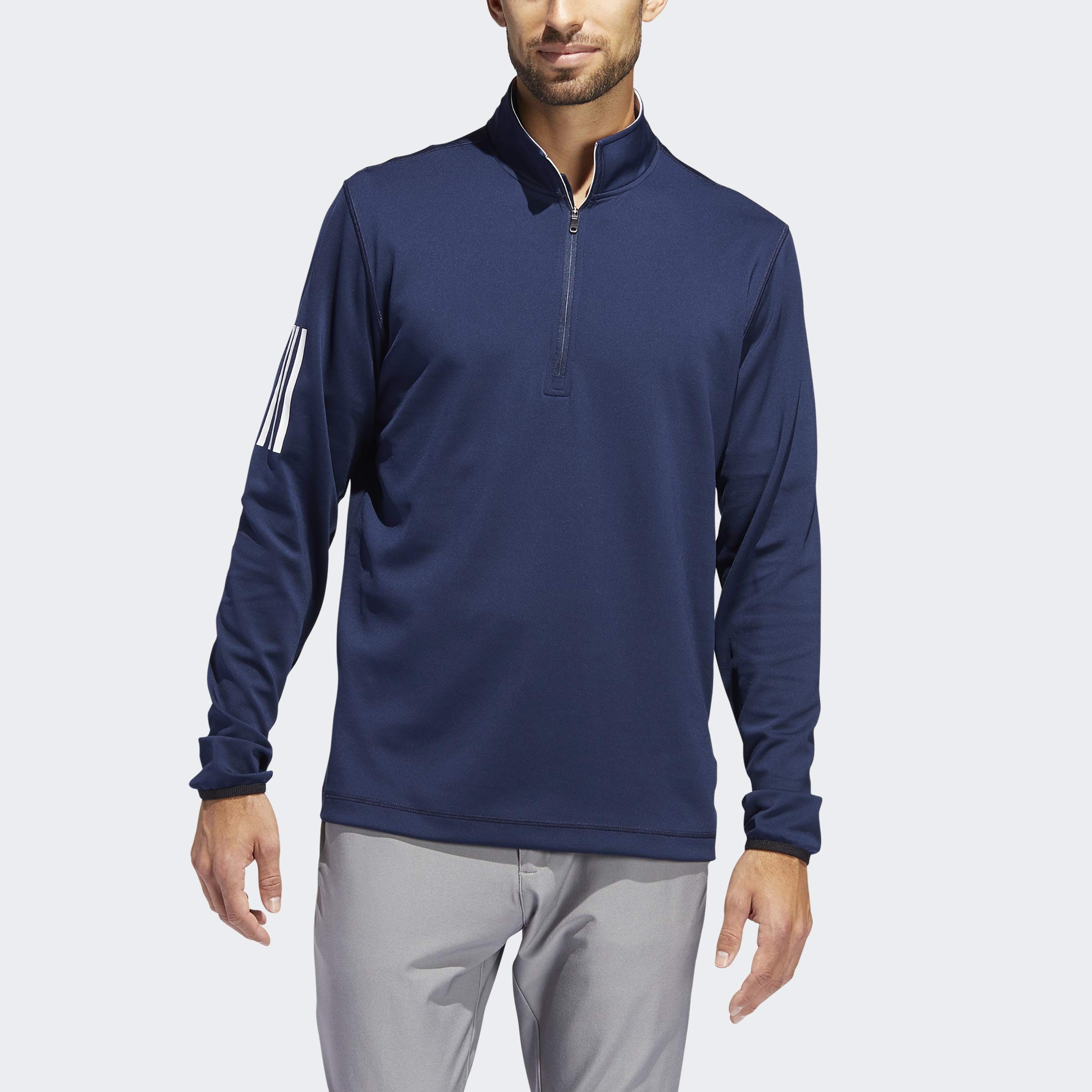 adidas Golf Men's 3-Stripe Midweight Layering Top, Collegiate Navy/White, X-Large