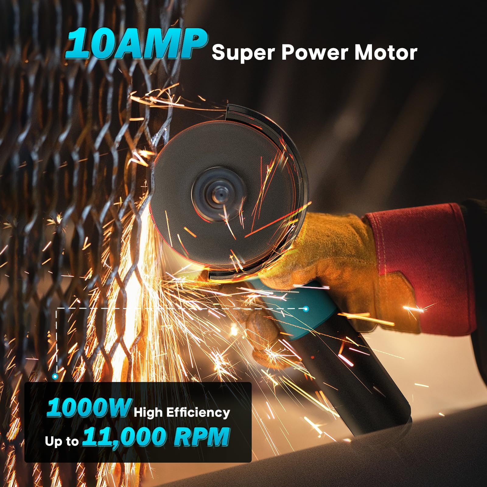 Avhrit Angle Grinder,10 Amp 4-1/2 inch Corded Angle Grinder Tools,11000 RPM Metal Grinder with 5 Cutting/3 Grinding/2 Flap Discs,Small Angle Grinder Tool for Cutting, Grinding, Polishing