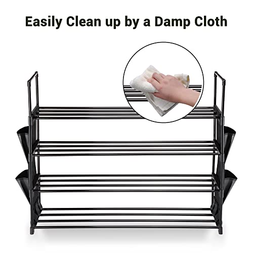 Yescom 4 Tier Shoe Rack Shelf Metal Shoe Tower 16 Pairs Shoe Storage Organizer Unit Entryway Closet Dorm Shelf Stackable Cabinet,35 7/16" L x 11 5/8" W x 29 1/2" H