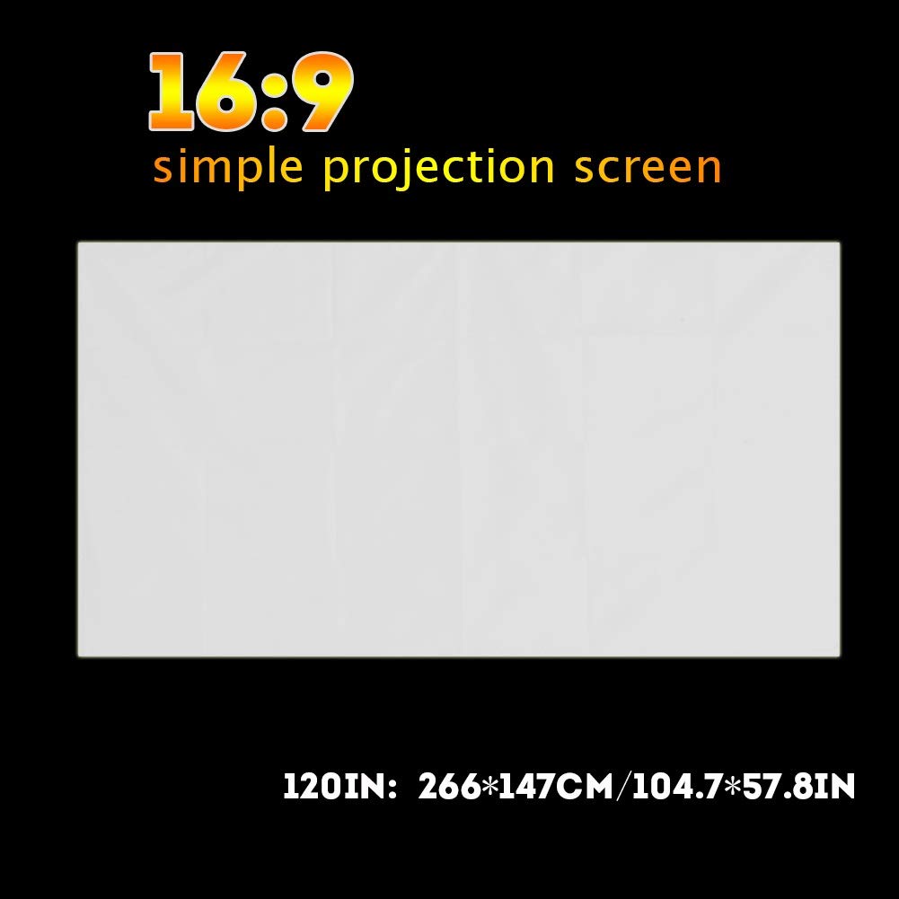 APAINI 1pc Durable Translucent Screen Portable Projection Screen Projector Curtain Screens for -Air Cinema (Size : 120inch)