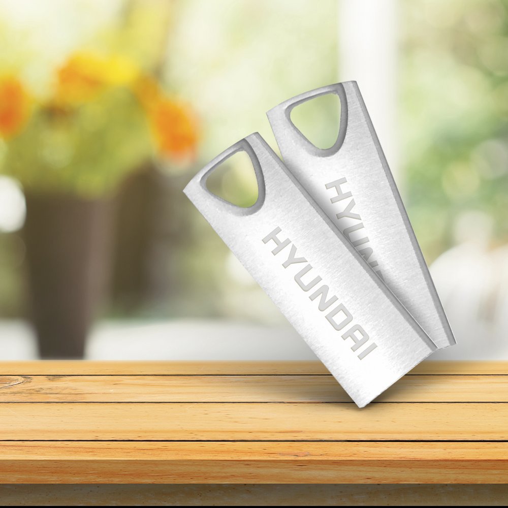 HYUNDAI Bravo Deluxe 16GB USB 2.0 Metal Flash Drive with Keychain - Max. Read Transfer Rate 10MB/s and Max. Write Transfer Rate 3MB/s [Silver] Components U2BK/16GAS