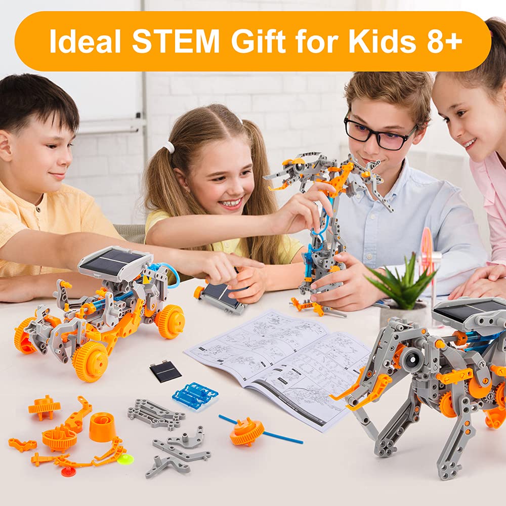 CIRO STEM Projects Solar Robot Toys, 11-in-1 Education Science Experiment Kits for Kids Ages 8-12, 288 Pieces Building Set