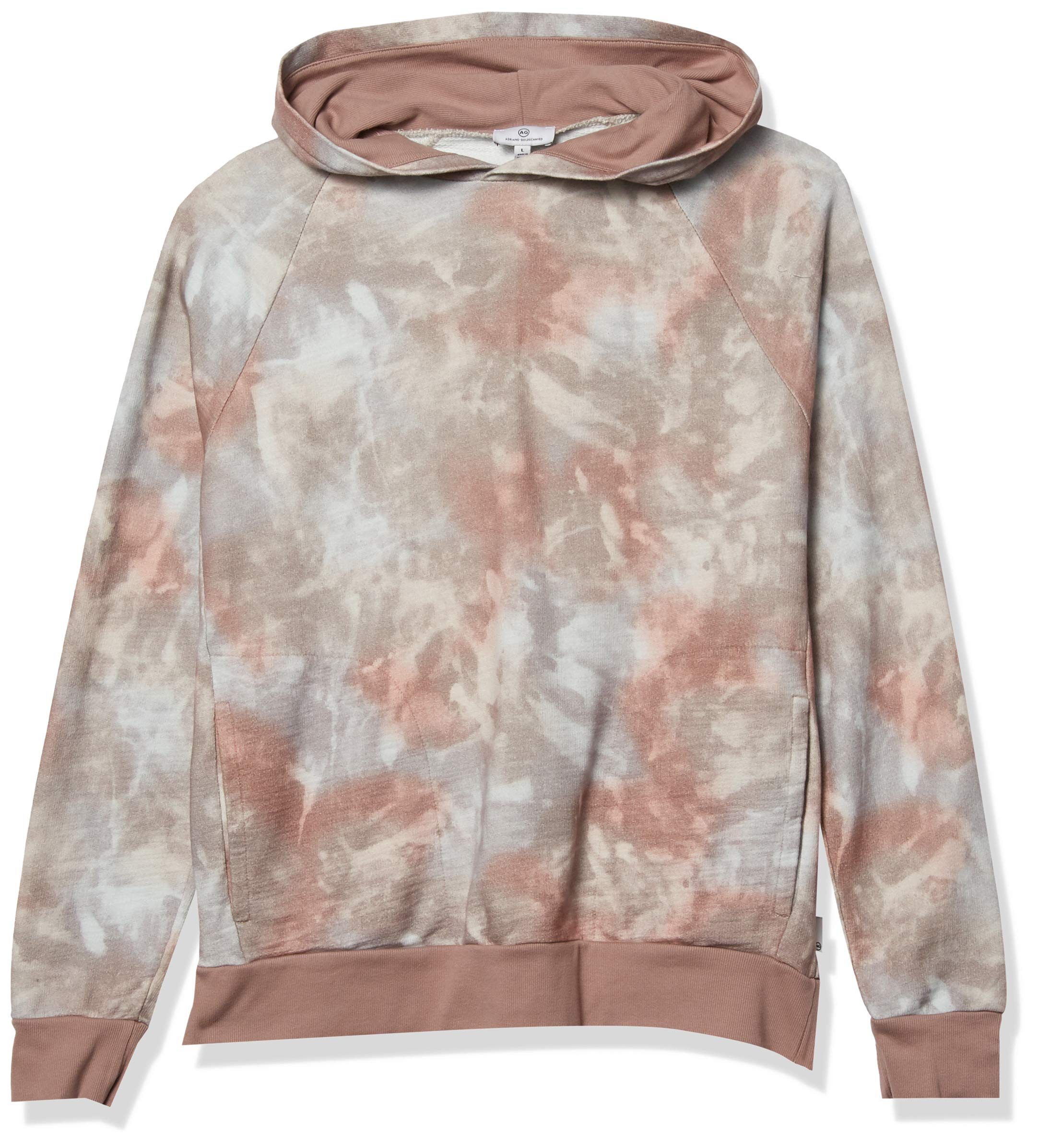 AG Adriano Goldschmied Men's Curry Pullover Hoodie, Abstract Tiedye Rocky Mauve, S