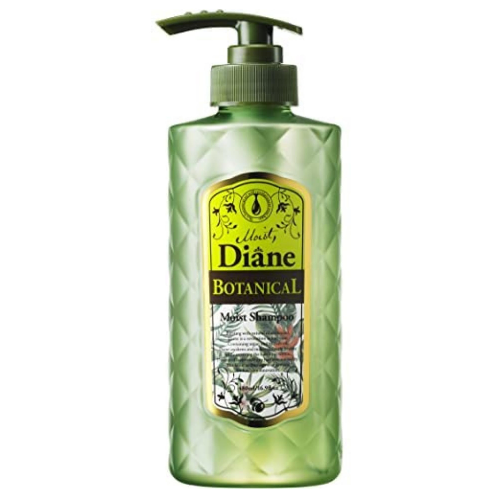 Moist Diane Natural & Organic Moisturizing Hair & Scalp Shampoo with Pump for Women & Men, Japanese Haircare Products for Dry, Damaged, Colored, Curly, Oily Hair, Botanical Moist 16.2 Fl Oz/480ml