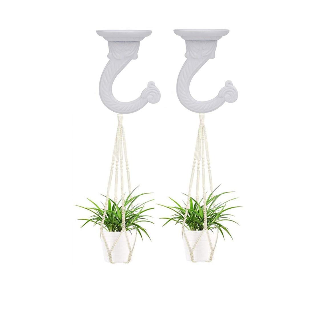 bnafes 2Sets 55mm/2.17" Ceiling Metal Ceiling Hooks, Heavy Duty Swag Ceiling Hooks with Hardware for Hanging Plants/Chandeliers/Wind Chimes/Ornament (White Color)