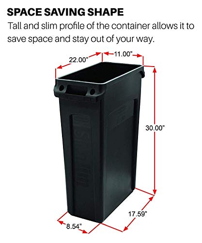 Slim Jim Trash Can Waste Bin with Venting Channels, Blue Recycling for Kitchen/Office/Workspace, Pack of 4