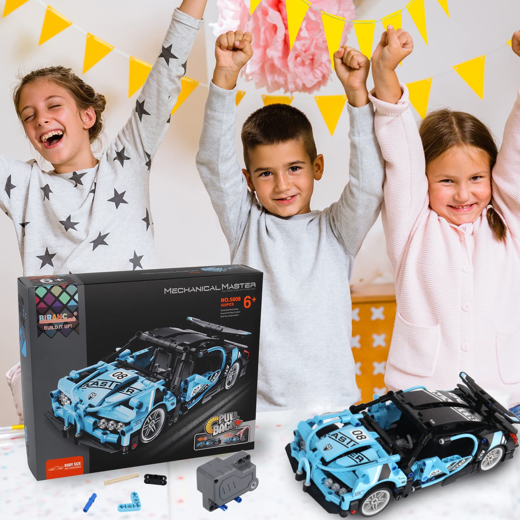 BIRANCO. Toy Car Model Building Kit - Race Car Building Set STEM Toy for Boys & Girls 8-14 Years Old, Build and Display a Popular Supercar with Pull Back. Gift Ideas for Kids Ages 6-12 (490 pcs)