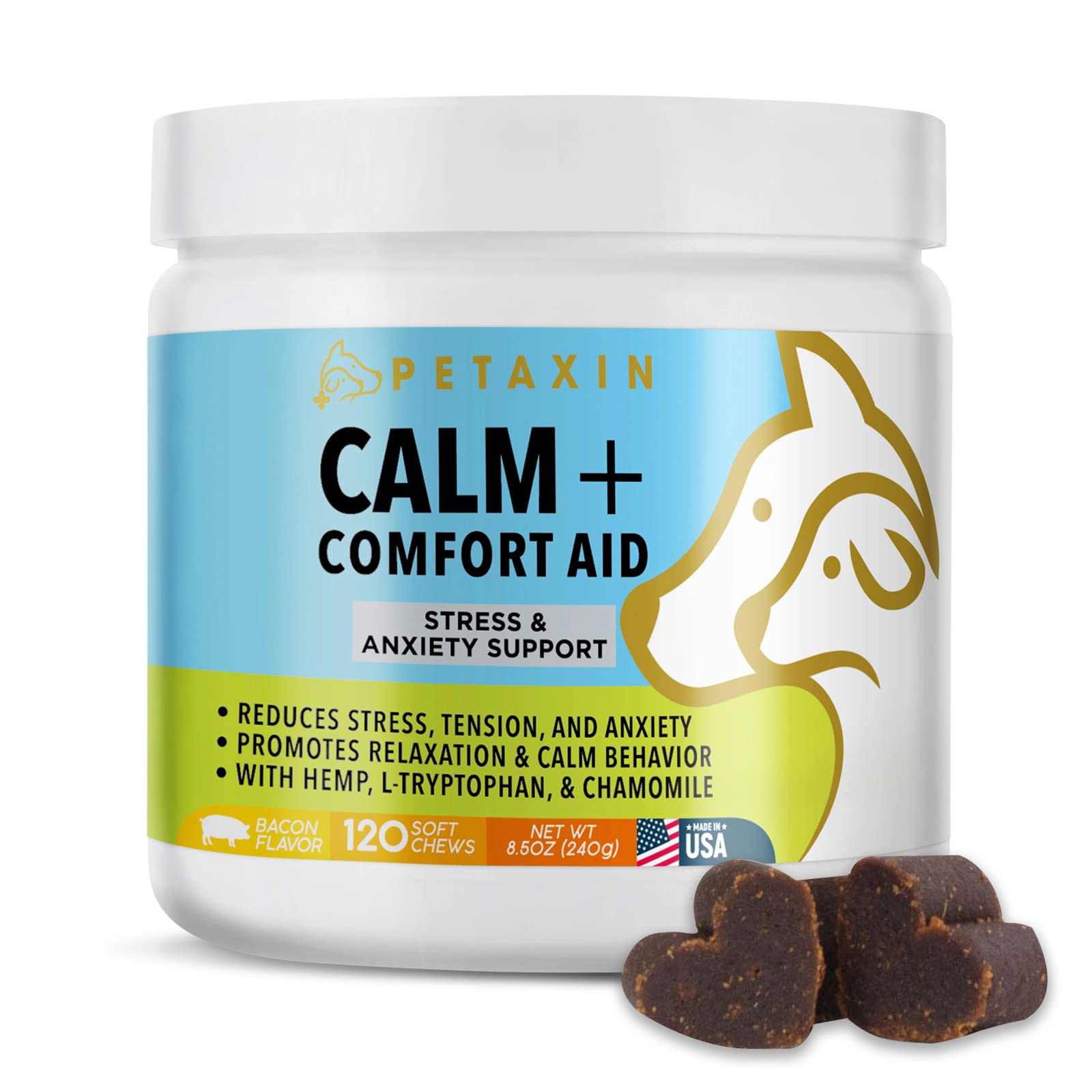 Petaxin Probiotics for Dogs - 6 Strains with Prebiotics - Supports Digestive and Immune System β Relief for Diarrhea, Bad Breath, Allergies, Gas, Constipation, Hot Spots - Made in USA - 120 Chews Peta