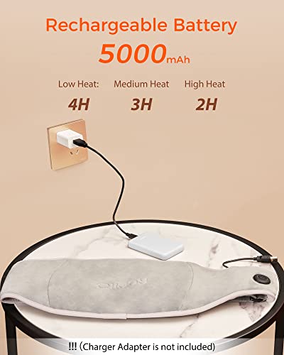 Cordless Heating Pad, ALLJOY【Rechargeable】 Portable Heating Pad for Cramps，Back, Shoulder and Leg Pain Relief, 24.4"x 9"