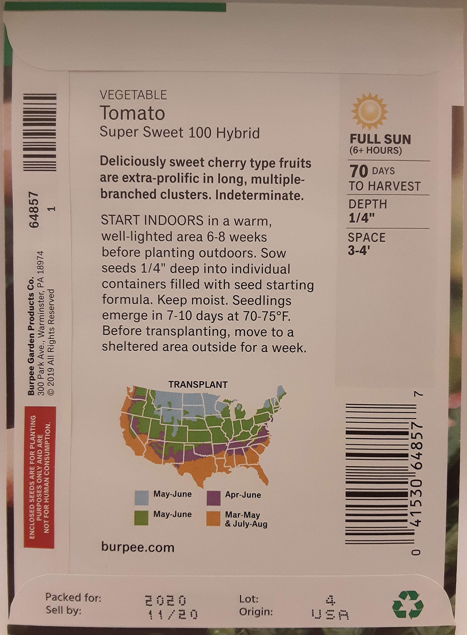 Burpee Seeds, Tomato Cherry Hybrid, 1 Count