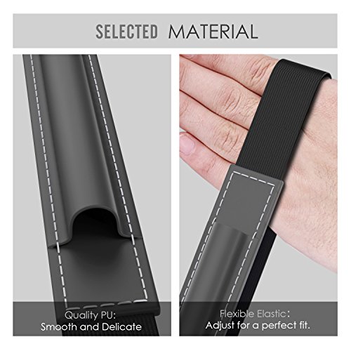 MoKo Holder Case for Microsoft Surface Pen, Premium PU Leather Cover Sleeve Pouch Protective Carrying Bag with Elastic Strap for Surface Pen Case and Other Cases Length up to 9.3"-13.5", Space Gray