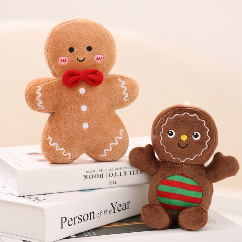 Cyprinus Carpio 5-7/8 INCH Christmas Gingerbread Man Pillow Creative Biscuit Man Plush Soft Throw Pillows Stuffed Premium Polyester Fiber Sofa Cushion Christmas Party Decor
