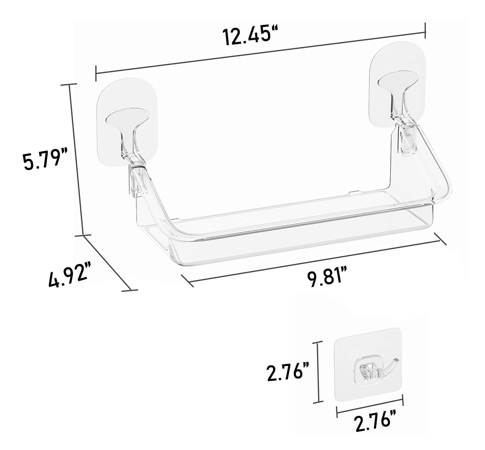 UDD Clear Shower Caddy with Razor Holder Hook, Wall Floating Shelves Shower Organizer Storage Adhesive Shower Rack for Bathroom (2 Pack, Small)