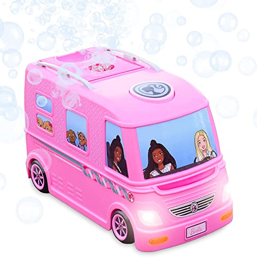 Barbie Dream Camper Bubble Machine | Vehicle Toy with Lights and Sounds for Kids | Bubble Solution Included - Sunny Days Entertainment