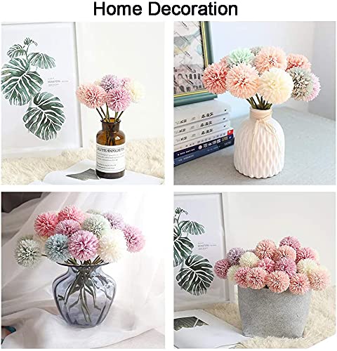 Fantasy Gardens Artificial Fake Flower Plants Silk Chrysanthemum 10Pcs DIY Ball Hydrangea Arrangements Wedding Bouquets Decor Home Kitchen Garden Party Table (Orange)