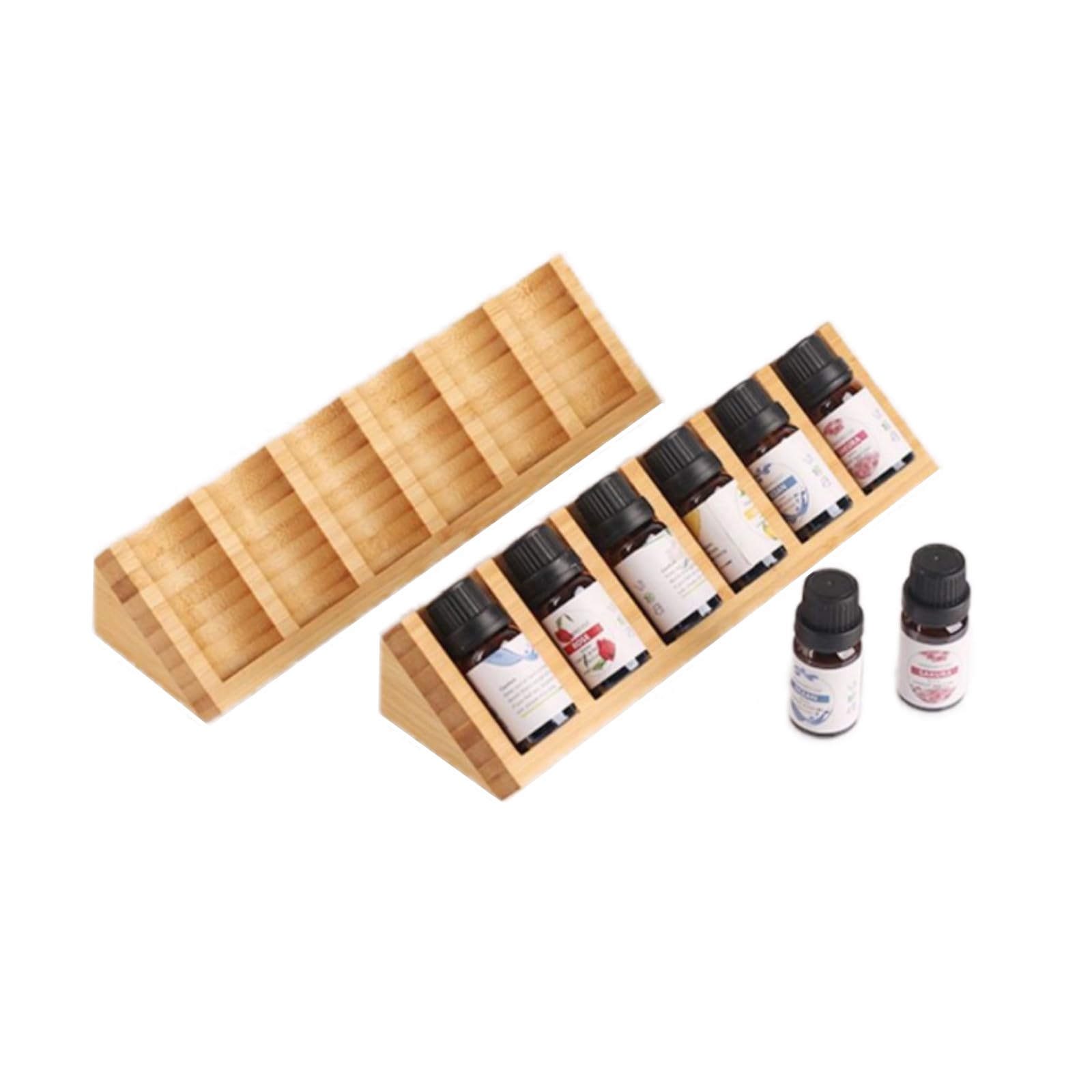 HAN SHENG 2 Pcs 6 Grids Wooden Essential Oils Storage Racks Essential Oil Organizer Essential Oils Bottles Display Stand Holder Drawer Organizer for Tabletop Essential Oils Perfume Rack