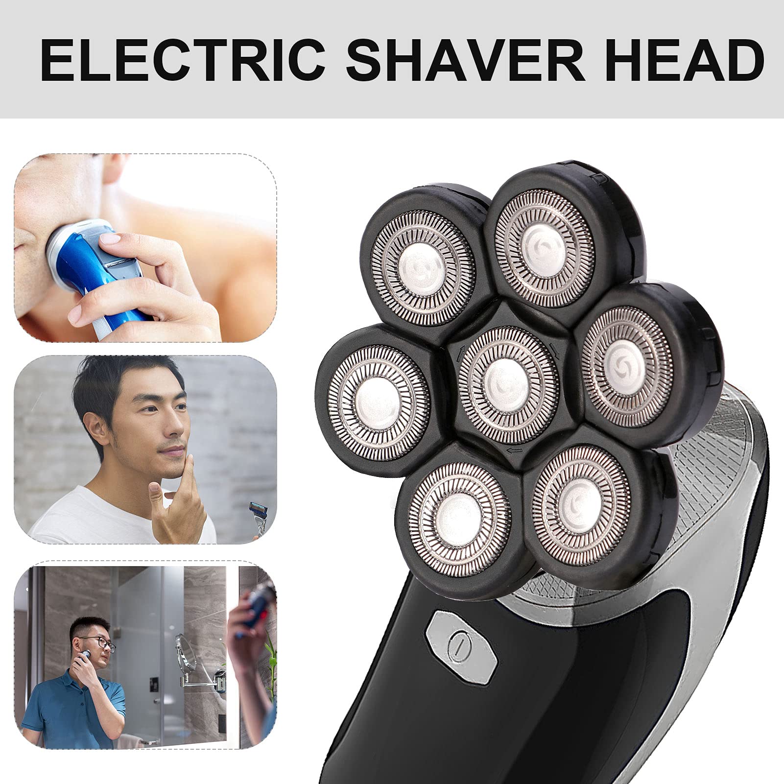7 Heads Electric Shaver Blades, Floating Washable Blade Electric Razor Shaver Head Replacement For Men (Black2)