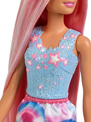 Barbie Dreamtopia, Rainbow Princess Doll with Extra-Long Pink Hair, Plus Hairbrush, for 3 to 7 Year Olds