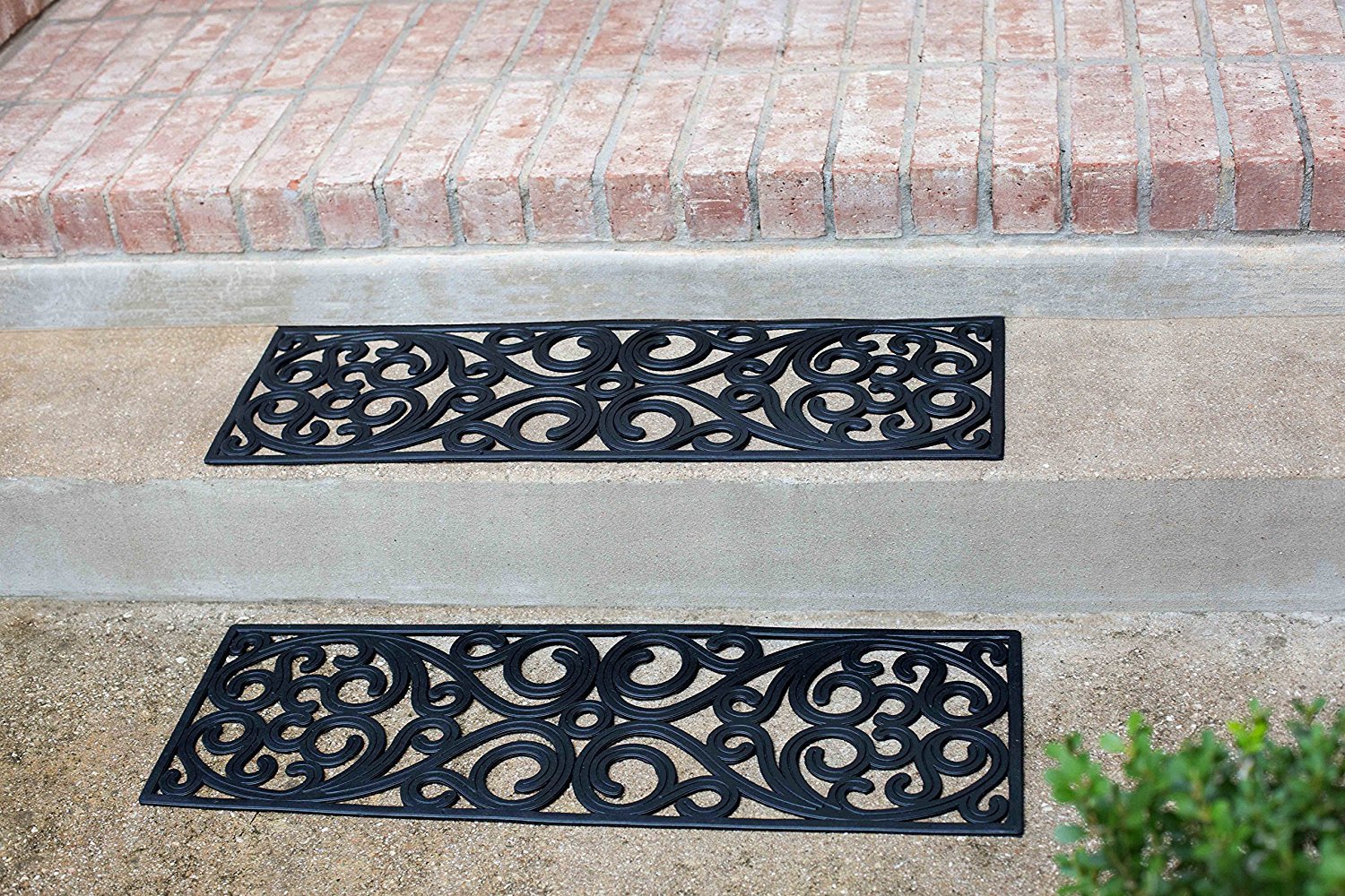 BIRDROCK HOME Rubber Stair Treads for Outdoors | Non-Slip Weather Resistant Mats for Garden, Walkways, Patios & Wood Steps | Beautifully Designed for Yard &Landscaping | 4 Pack | 10" x 30"