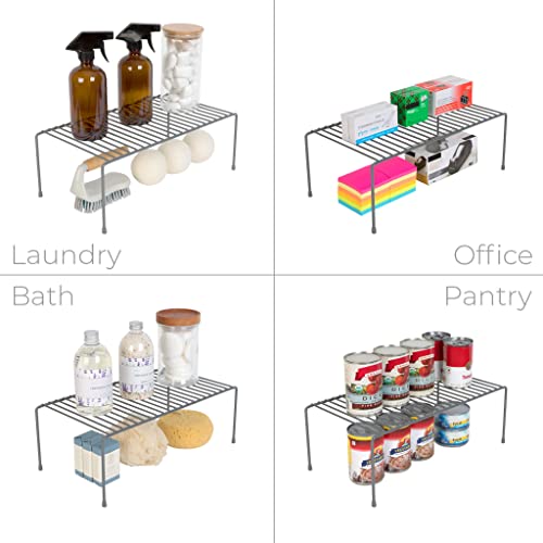 Smart Design Classic Storage Shelf – Set of 6, Large (8.5 x 16 in.), Charcoal Gray – Sturdy Steel Pantry Organizer with Rust-Resistant Finish and Non-Slip Feet for Easy Home Organization and Storage