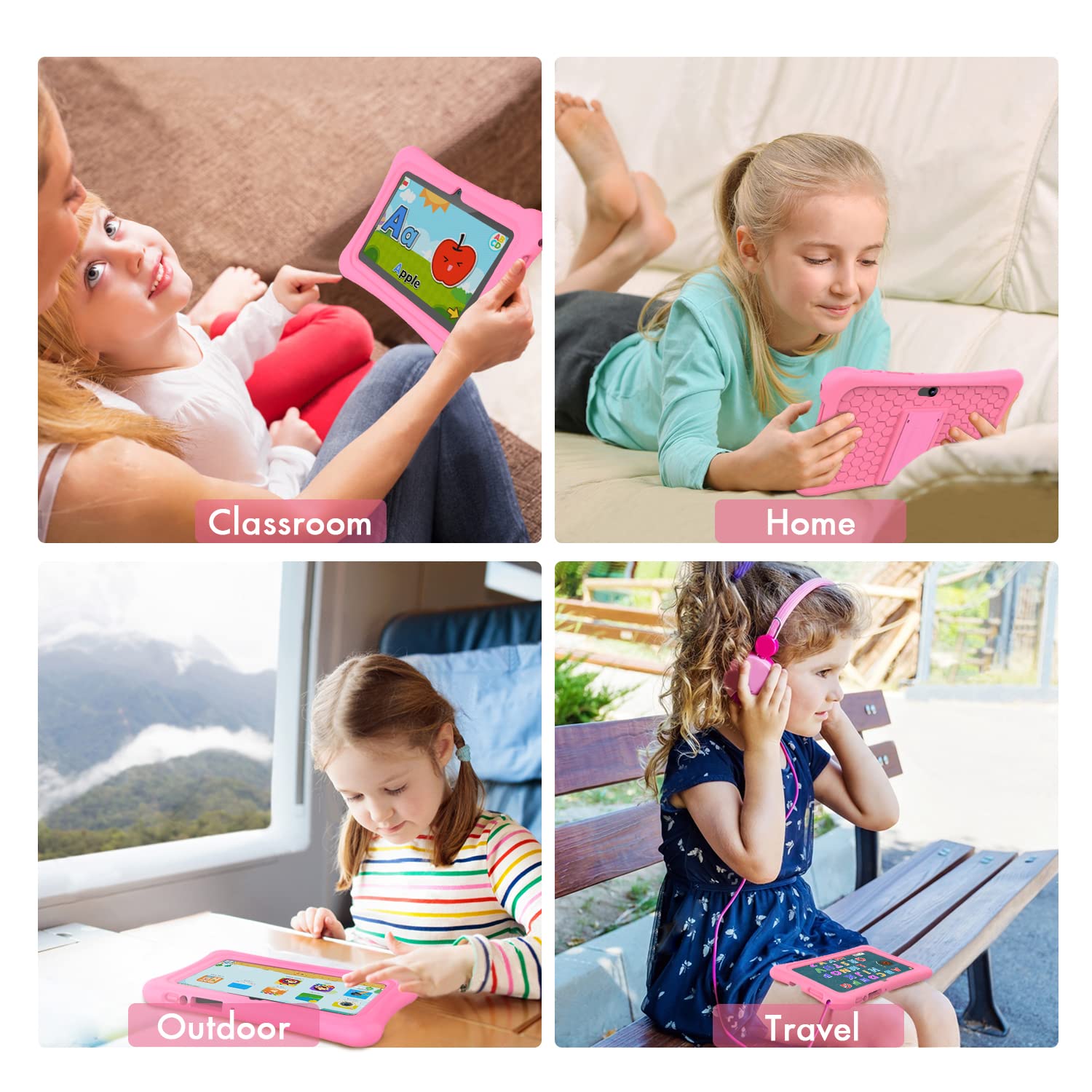 7 inch Kids Tablet 32GB Parental Control,2GB Tablet for Toddlers Quad Core Android 11,Pre-Installed with Kids-Tablet Case,Dual Camera,1024 x 600 Touch Screen,Bluetooth WiFi YouTube Netflix for Girls
