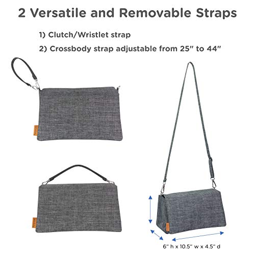 liuliuby Crossbody Diaper Clutch - Diaper Pouch, Small Diaper Bag, Wristlet (Heather Gray)