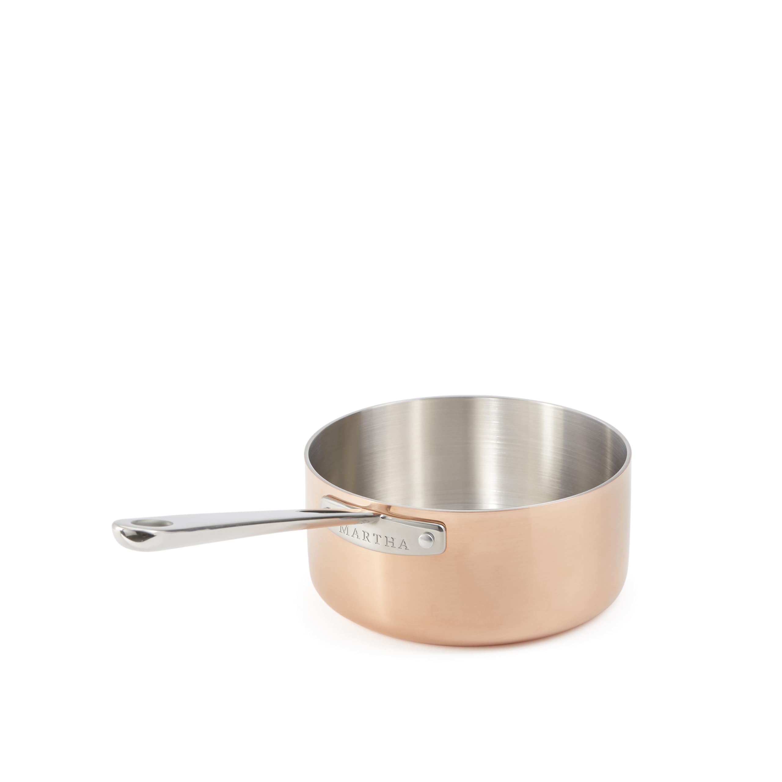 Martha by Martha Stewart 3-Quart Stainless Steel Low Saucepan w/Lid - Copper Exterior/Satin Interior