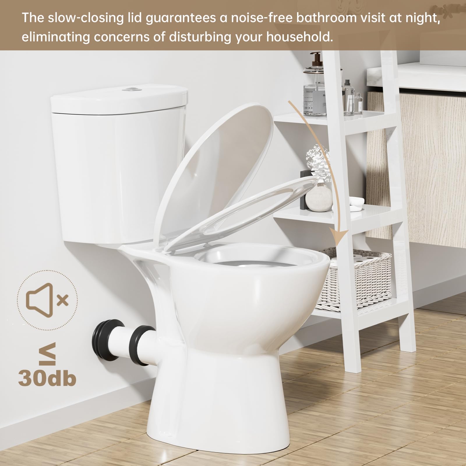 SUPERFLO Rear Outlet Toilet With 19 Inch Tall Toilet Bowl & Tank, High Toilets For Seniors With Rear Discharge-Includes Extension Pipe