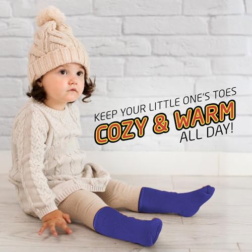 HOT FEET Toddler Warm Socks β 5/6 Pack Thermal Crew Winter Socks for Toddlers, Thick Insulated Snow Socks for Kids, 2 Solid Non-gripped / 3 Marled Gripped (2)