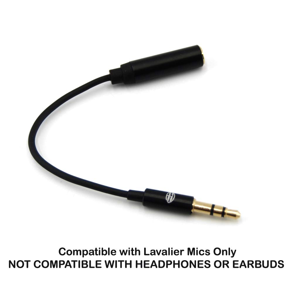 AGD TRRS to TRS Male to Female 4pin 3pin / 3 to 2 Rings Adapter for Small Mini Lavalier Lapel Omnidirectional Condenser Microphone Apple iPhone Android Cellphones Noice Noise Cancelling Mic (AGDC)