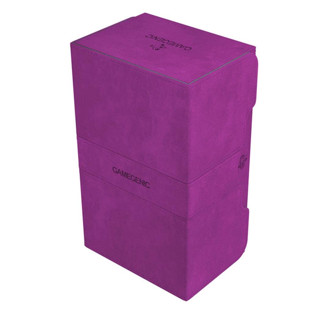 Gamegenic Stronghold 200+ Convertible Deck Box | Double-Sleeved Card Storage | Card Game Protector | Nexofyber Surface | Holds up to 200 Cards | Purple Color | Made