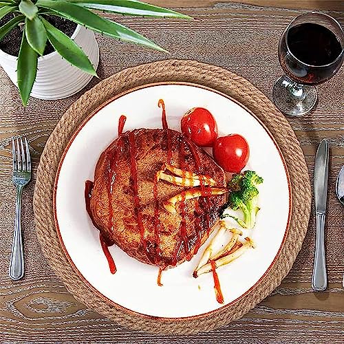 Defined Deco Round Jute Placemats Set of 8,12" Handmade Round Placemats,Woven Braided Placemats,Natural Farmhouse Place Mats,Jute Thick Hot Pads,Rustic Table Mats for Dining Table Decor,Home,Wedding.