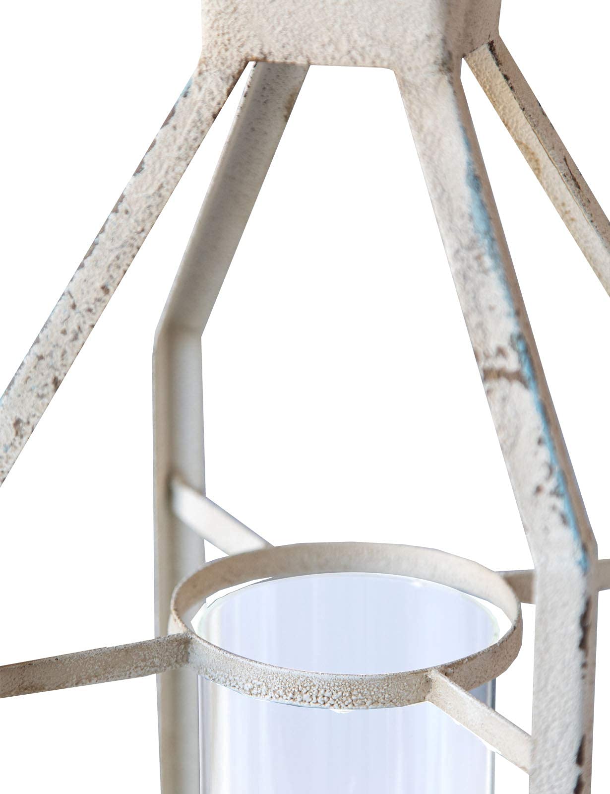 Farmhouse White Metal Lanterns 21" Decorative Hanging Candle Lantern, Rustic Distressed Candle Holder Outdoor Lanterns for Front Porch Floor, Patio or Wedding