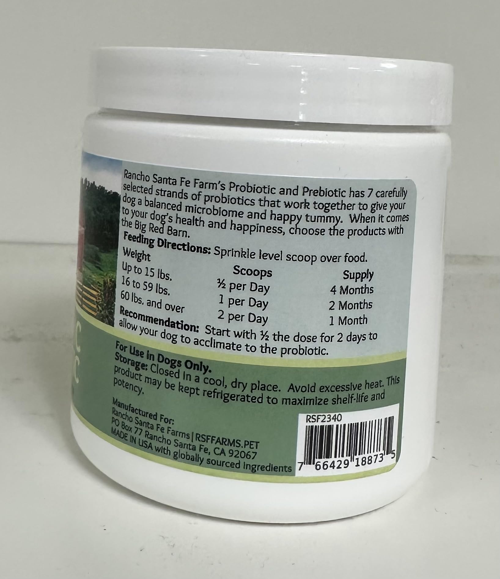 Rancho Santa Fe Farm's Probiotic and prebiotic Powder