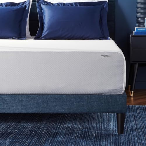Amazon Basics Memory Foam Mattress, Soft Plush Feel, 12 Inch, Queen, White/Grey