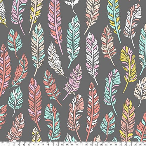 Bohemian Feathers Anti-Pill No-Sew Throw Fleece Fabric Kit (50x60)