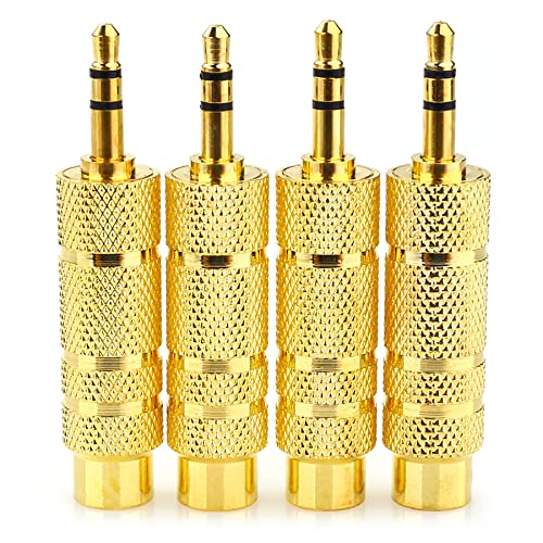 NANYI 4PCS 1/4'' to 3.5mm Stereo Headphone Adapter for Audio Connector Cable, 3.5mm(1/8'') Plug Male to 6.35mm (1/4'') Jack Female Stereo Adapter for Headphone, Amp Adapte