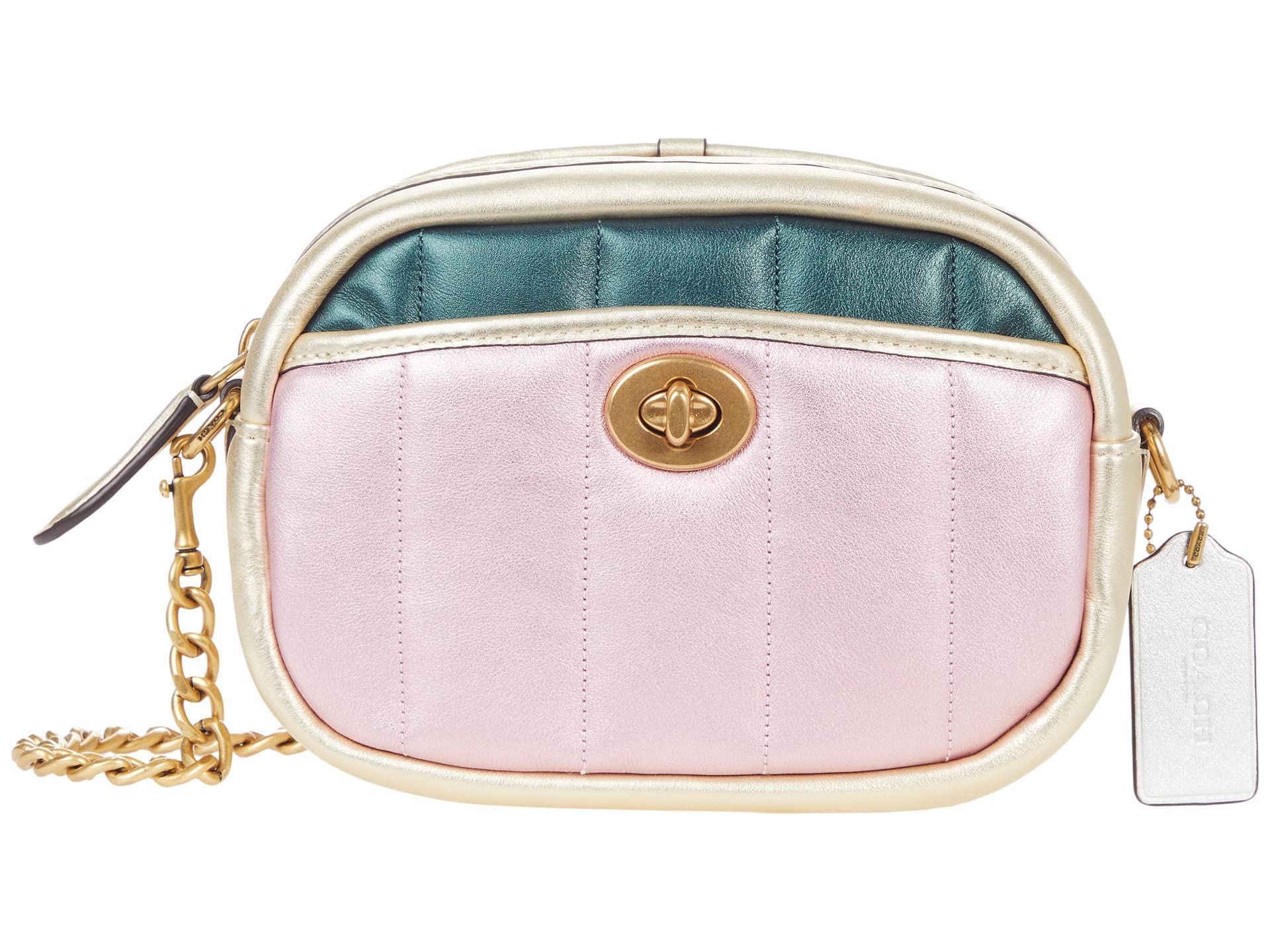 Coach Metallic Quilted Leather Color-Block Camera Bag Metallic Pink Multi One Size