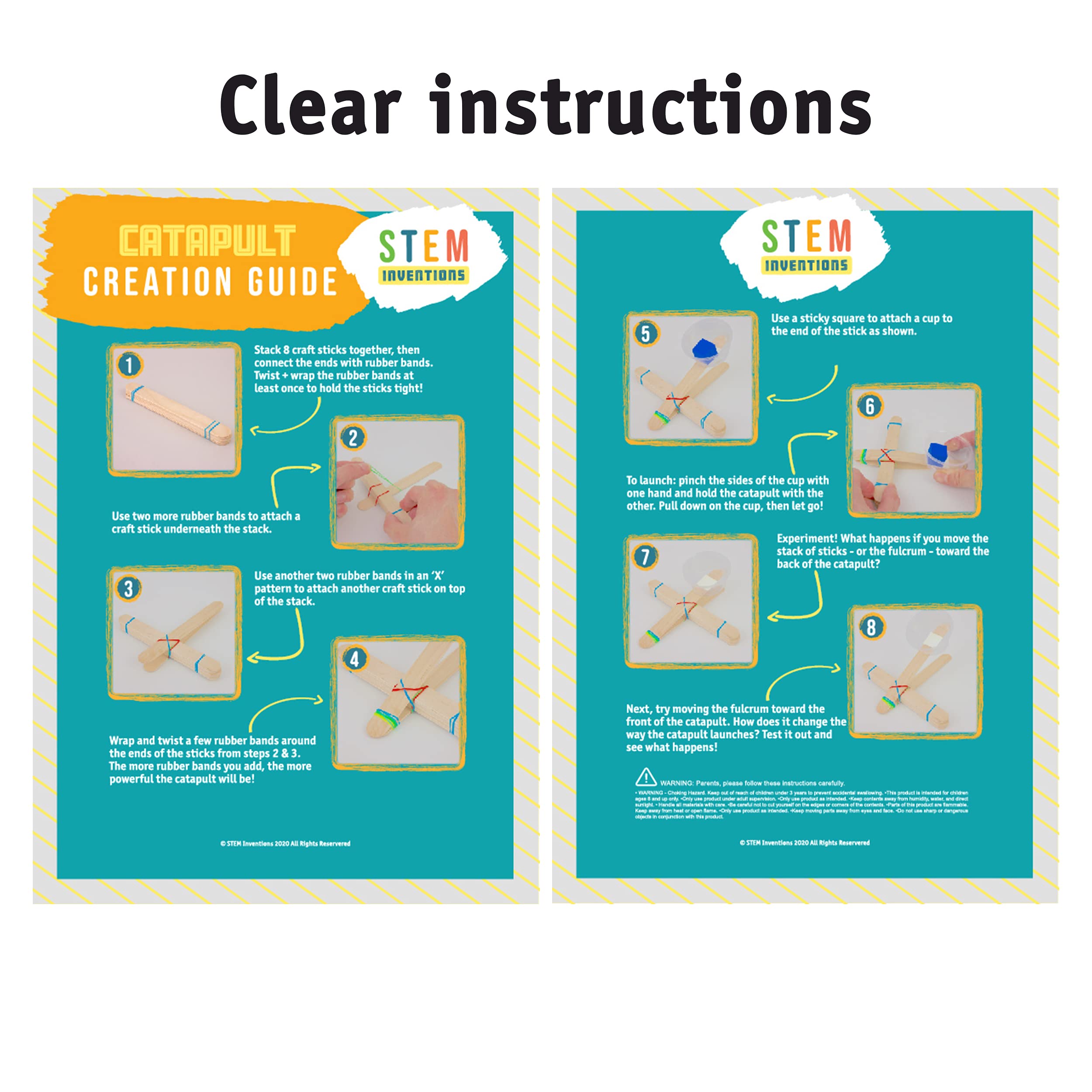Craft Stick Catapults Kit β Supplies for 30 Catapults, Complete STEM Project for Kids with Instructions