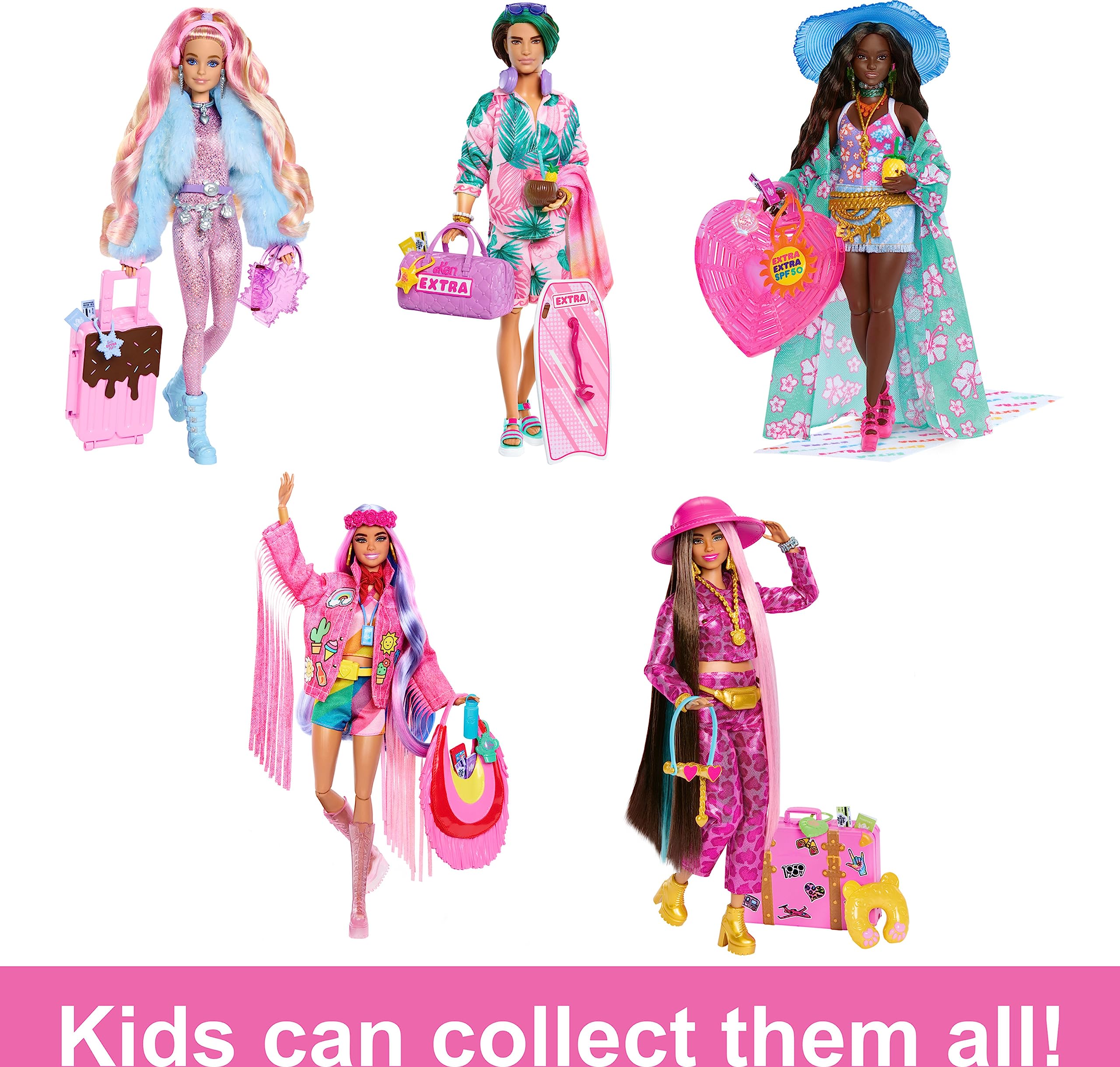 Barbie Extra Fly Doll with Desert-Themed Travel Clothes & Accessories, Fringe Jacket & Oversized Bag, 3Y+, Includes 1 BarbieĀ® doll with fashion, shoes, and assorted accessories