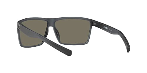 Costa Del Mar Men's Rincon Fishing and Watersports Polarized Rectangular Sunglasses, Matte Smoke Crystal/Grey Blue Mirrored Polarized-580G, 63 mm
