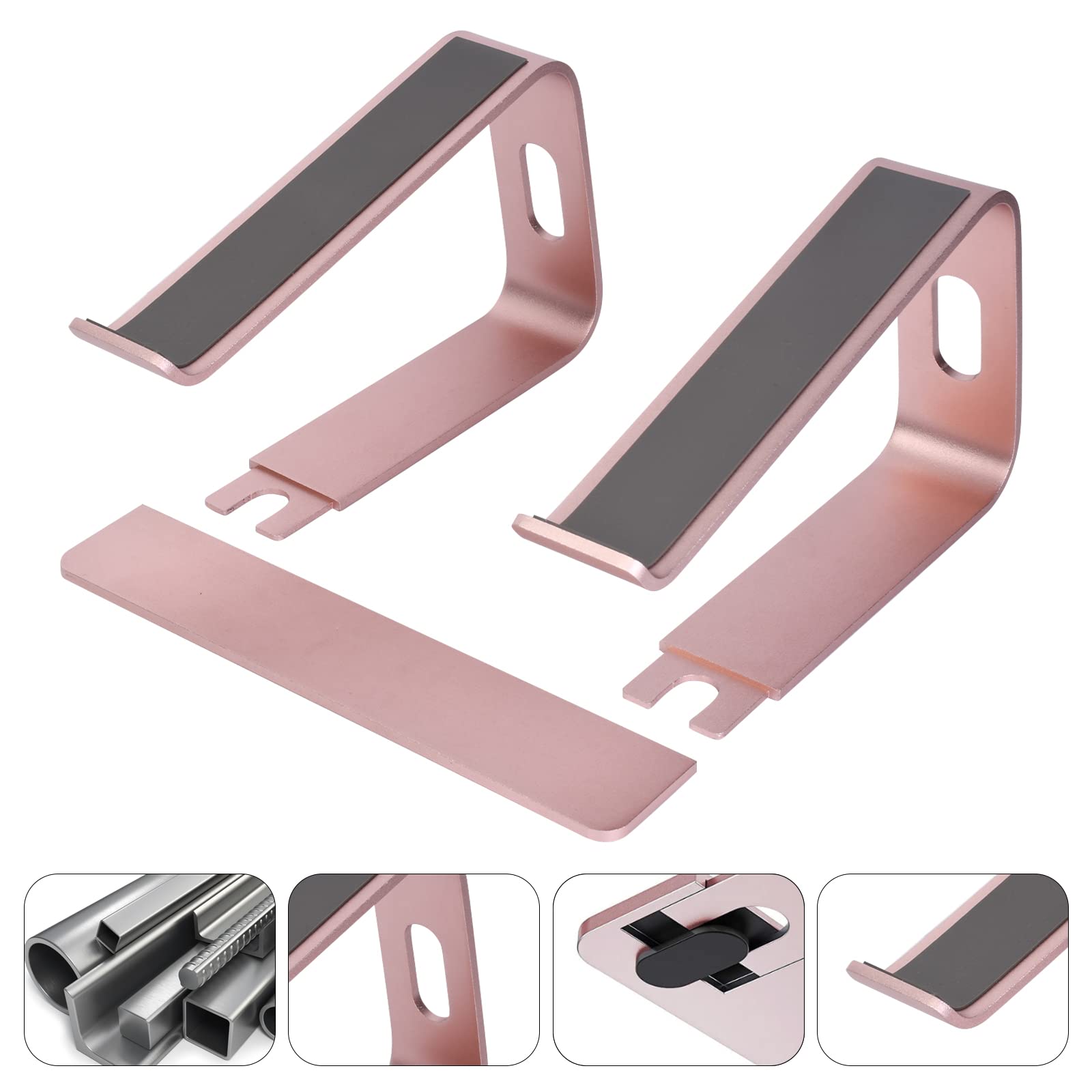 AMOTIE Laptop Desk Stand, Ergonomic Aluminum Laptops Elevator for Desk, Notebook Holder Stand Compatible with MacBook Pro/Air HP Lenovo Samsung Huawei ,All 10-15.6" Laptops,Pink Gold